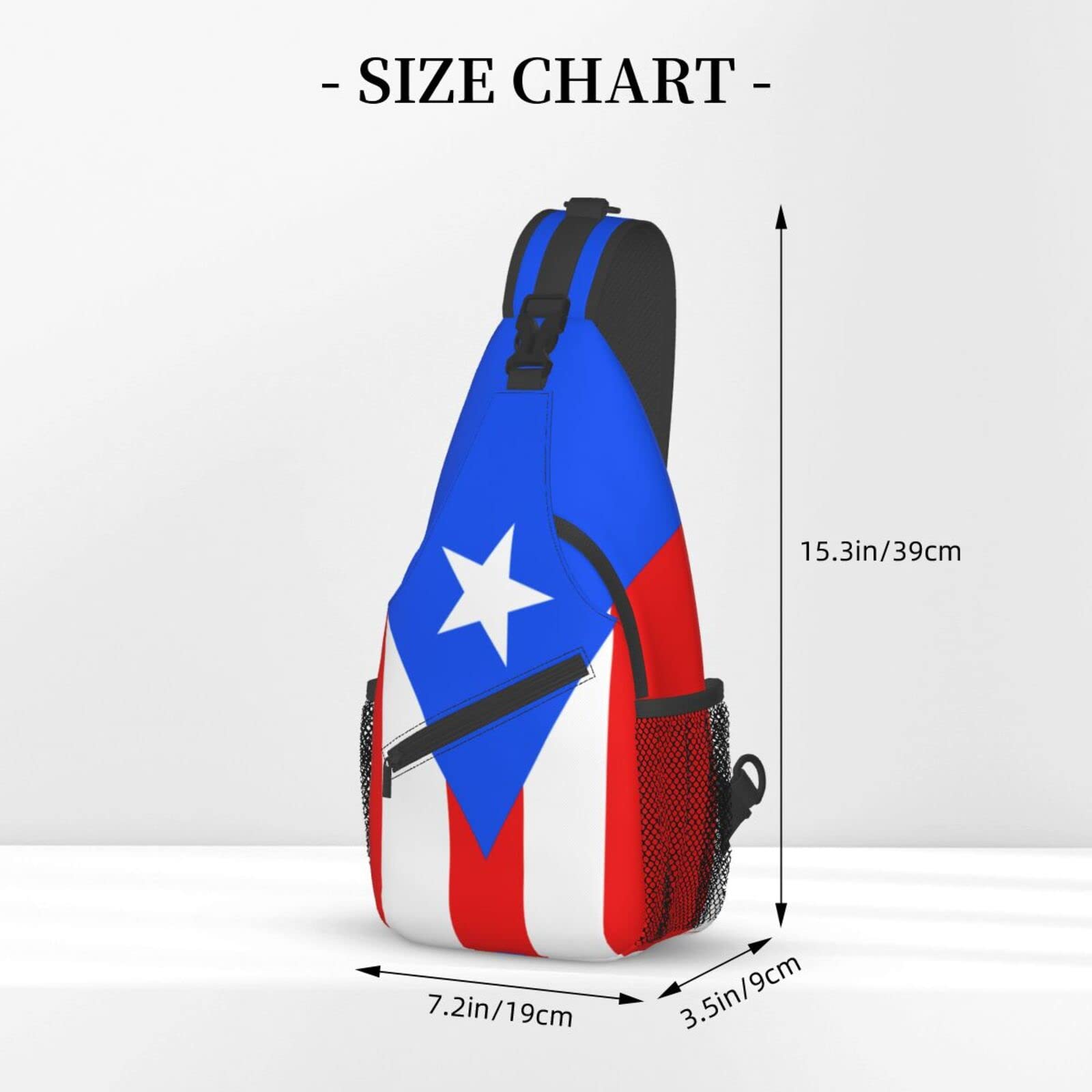 HUIOADOO Puerto Rico Flag Sling Backpack Travel Hiking Daypack Crossbody Shoulder Bag For Women Men Gift Crossbody Purse With Water Bottle