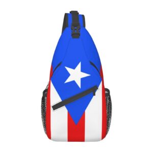 HUIOADOO Puerto Rico Flag Sling Backpack Travel Hiking Daypack Crossbody Shoulder Bag For Women Men Gift Crossbody Purse With Water Bottle