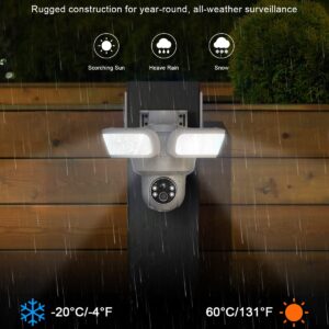 ANRAN Floodlight Security Camera Wireless Outdoor with 360° View Pan/Tilt, 2K Solar Powered WiFi Camera, IP65 Smart Lighting Cam, Color Night Vision, 120dB Siren, Two Way Audio, PIR Motion Detection