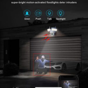 ANRAN Floodlight Security Camera Wireless Outdoor with 360° View Pan/Tilt, 2K Solar Powered WiFi Camera, IP65 Smart Lighting Cam, Color Night Vision, 120dB Siren, Two Way Audio, PIR Motion Detection