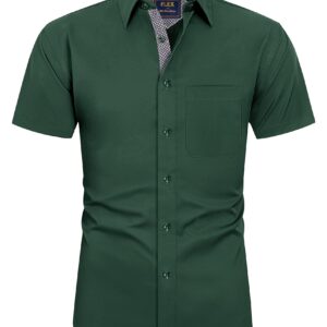 J.VER Men's Short Sleeve Dress Shirts with Pocket Casual Button Down Shirts Business Work Shirt Army Green XL