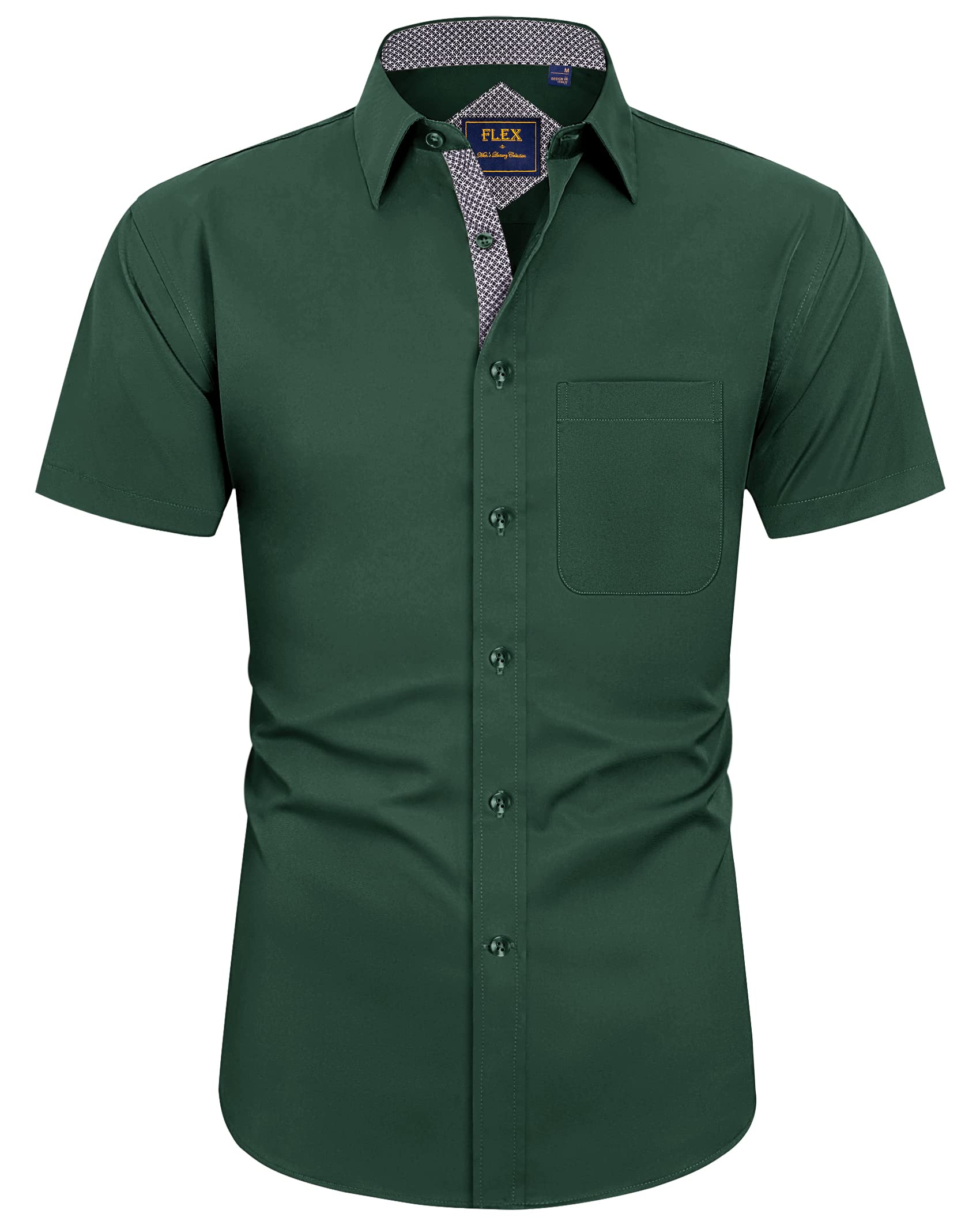 J.VER Men's Short Sleeve Dress Shirts with Pocket Casual Button Down Shirts Business Work Shirt Army Green XL