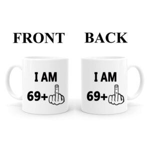 PEJAFAN 70th Birthday Gifts for Women Men Coffee Mugs - I Am 69 Plus One Gifts - 1953 Years Old Birthday Gifts for Dad, Mom, Husband, Wife, Grandma, Grandpa, Seventieth Birthday Gift (70th Birthday)