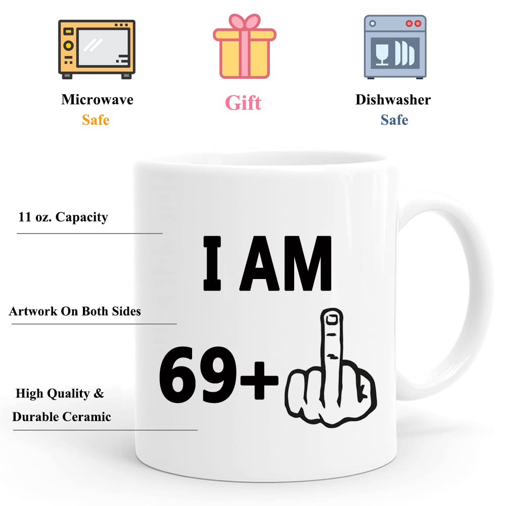 PEJAFAN 70th Birthday Gifts for Women Men Coffee Mugs - I Am 69 Plus One Gifts - 1953 Years Old Birthday Gifts for Dad, Mom, Husband, Wife, Grandma, Grandpa, Seventieth Birthday Gift (70th Birthday)