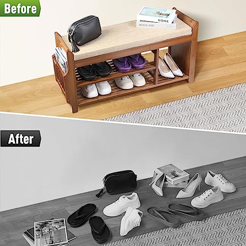 Joyoolife 3-Tier Shoe Rack Bench for Entryway 38.8x12.2inch Bench with Storage and Seating, Bamboo Shoe Organizer Bench Entryway, Shoe Storage Bench for Indoor Bedroom Hallway Living Room