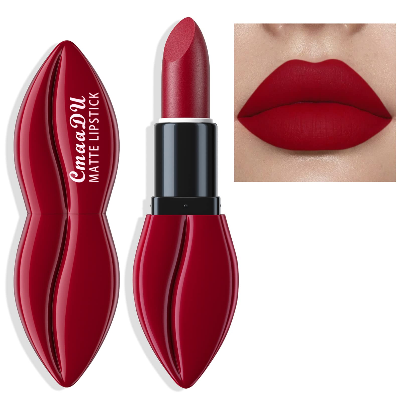 Easilydays Matte Red Lipstick for Women, Moisturizing Velvet Lipsticks, Long Lasting Smudge-Proof Lip Stick, Light Bright Labiales Matte Lipstick Lip Stain High Pigmented Dark Makeup Lip Gloss (#10)