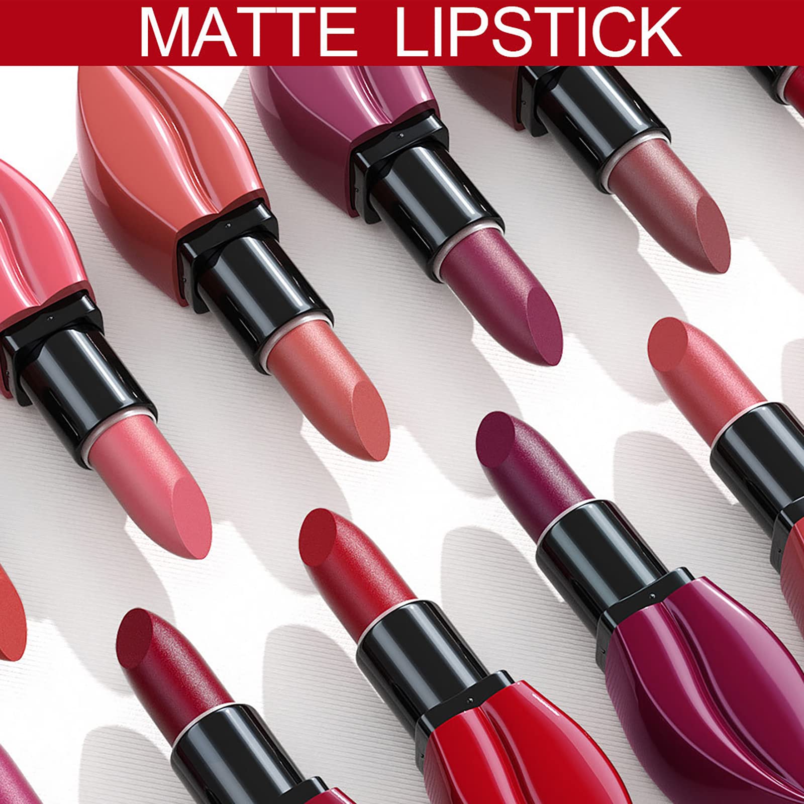 Easilydays Matte Red Lipstick for Women, Moisturizing Velvet Lipsticks, Long Lasting Smudge-Proof Lip Stick, Light Bright Labiales Matte Lipstick Lip Stain High Pigmented Dark Makeup Lip Gloss (#10)