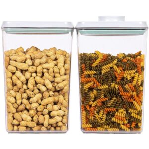 uamector pop container sets, 2-piece large airtight food storage containers, bpa-free air tight stackable dry cereal container, pantry organization and storage cereal snack sugar coffee (2 * 2.9qt)