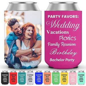 Custom Beer Can Coolers Sleeves Bulk Personalized Insulated Can Bottle Holder with Logo Image Text for Wedding Birthday Party Decorations 1-1000PCS