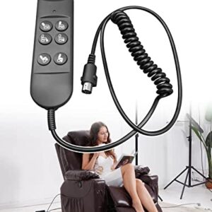 6 Button Power Lift Chair Remote Replacement with 5-Pin Plug Extension Cable, Home Recliner Hand Control Fit for Okin Golden Catnapper Dewert Limoss Power Lift Recliner Chair, (Not Fit for Lazyboy)