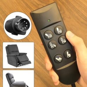 6 Button Power Lift Chair Remote Replacement with 5-Pin Plug Extension Cable, Home Recliner Hand Control Fit for Okin Golden Catnapper Dewert Limoss Power Lift Recliner Chair, (Not Fit for Lazyboy)