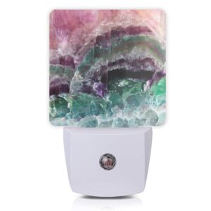 smoaffly color pink fluorite crystal stone night light plug-in led nightlights auto sensor night lamp dusk-to-dawn lamp home decor for nursery children girls boys