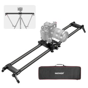 neewer 31.5 inches / 80 cm carbon fibre camera slider, dolly with thicker tube and more stable support, 4 precise smooth bearings and levelling for dslr camera camcorder, max load 8 kg, cs80 cm