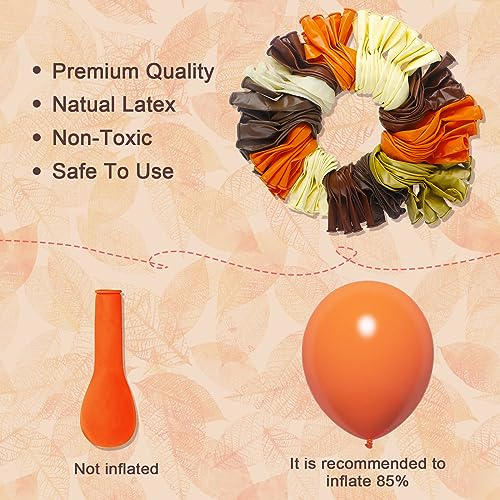 Amandir 180PCS Fall Thanksgiving Balloons Arch Garland Kit, Fall Birthday Party Baby Shower Decorations with Orange Burgundy Brown Gold Balloons Maple Leaves for Little Pumpkin Autumn Party Supplies