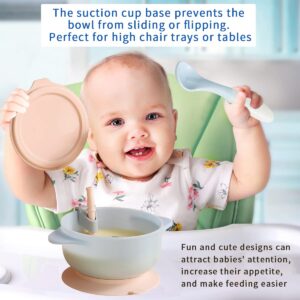 Kyraton Baby Bowls, Suction Bowls For Baby With Straw And Spoons, Unbreakable And Reusable Light Weight Bowl Be Used For Milk, Soup Or Ice Cream, Slip Resistant and Durable (Light blue)