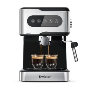 kwister espresso machine 20 bar espresso coffee maker cappuccino machine with milk frother, coffee machine with digital touch panel, 50 oz removable water tank, stainless steel