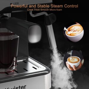 Kwister Espresso Machine 20 Bar Espresso Coffee Maker Cappuccino Machine with Milk Frother, Coffee Machine with Digital Touch Panel, 50 OZ Removable Water Tank, Stainless Steel