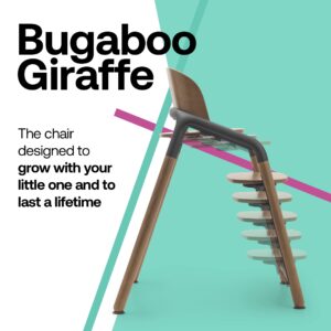 Bugaboo Giraffe Wooden Baby High Chair, Adjustable in 1 Second, Easy to Clean, Safe and Ergonomic Highchair, Suitable from Birth in Combination with Newborn Set (Sold Separately), Warm Wood/Gray