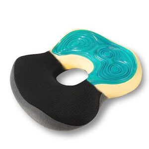 Gel Seat Cushion -Breathable Cover& Memory Foam for Long Sitting on Office/Home Chair, Car, Wheelchair- Hip, Tailbone, Coccyx, & Sciatica Pain Relief- Black