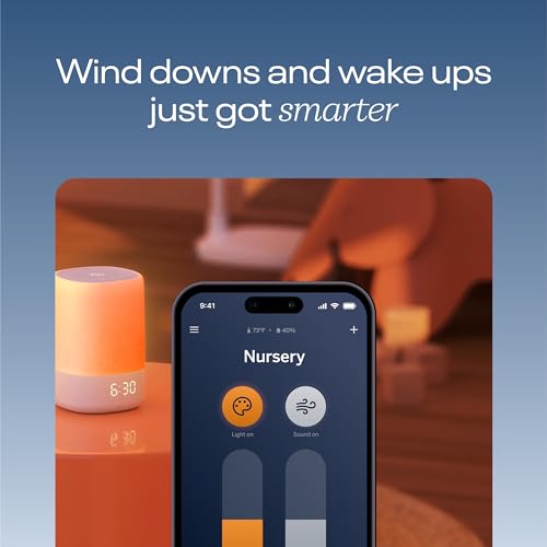 Nanit Sound and Light Smart Baby Night Light and Sound Machine | Audio Monitor | Cry Detection Alert Feature | OK to Wake Alarm Clock for Kids | Temp & Humidity Tracking | Rechargeable Battery | WiFi