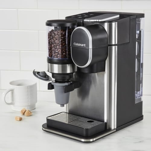 Cuisinart Single Serve Coffee Maker + Coffee Grinder, 48-Ounce Removable Reservoir, Stainless Steel, DGB-2SS