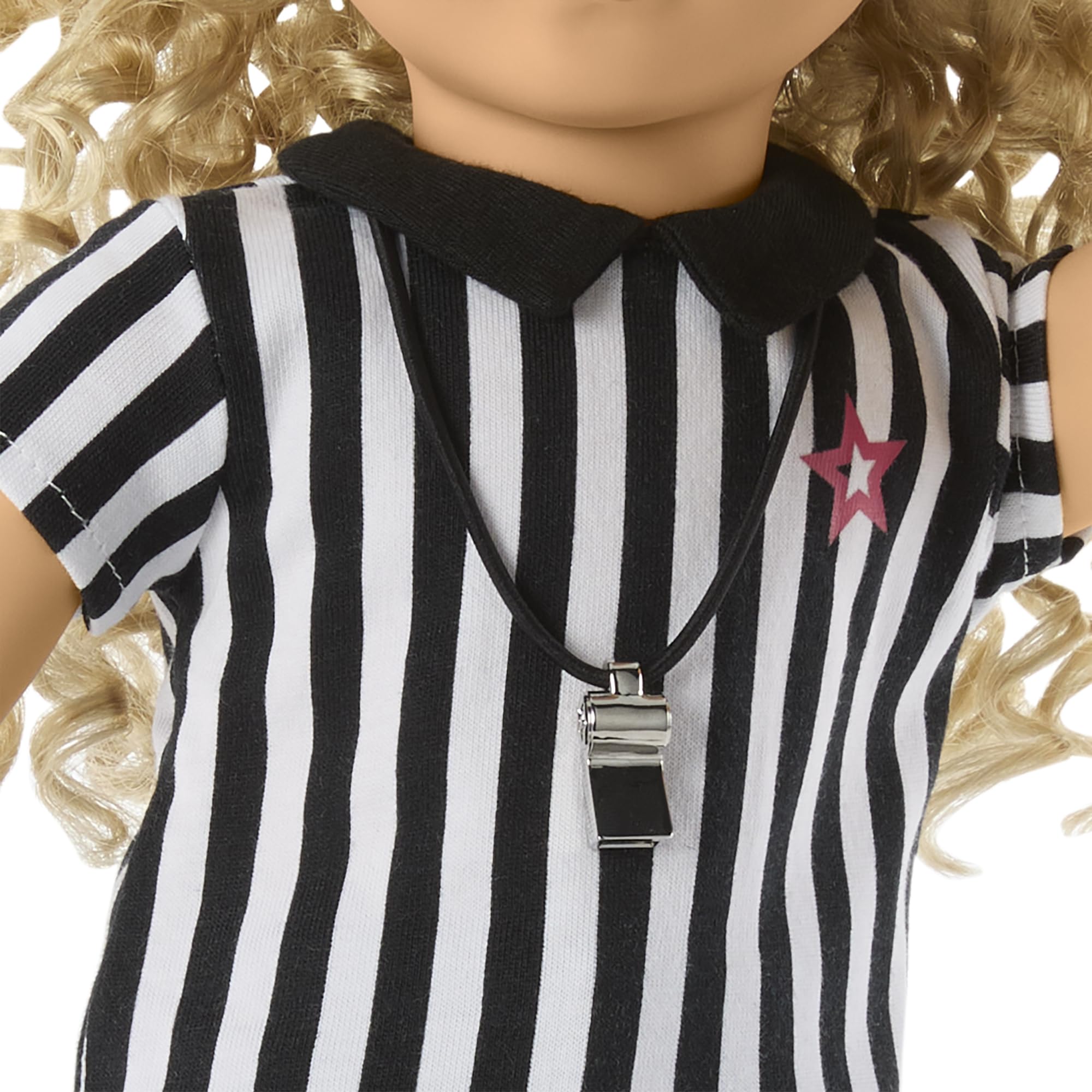 American Girl Truly Me 18-inch Doll Referee Outfit with Corded Whistle, Wristwatch, and Penalty Flag, For Ages 6+