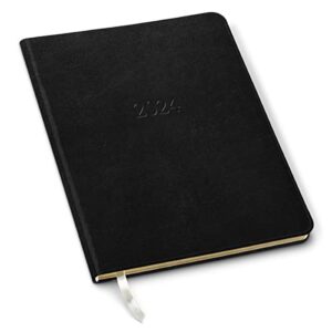 2024 gallery leather large weekly planner - acadia black - 9.75x7.5"