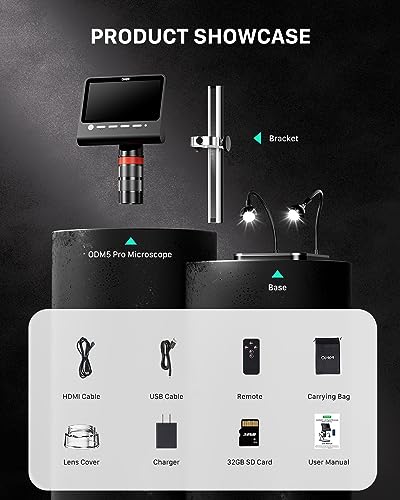 Handheld Microscope With 5" LCD Screen, Portable Pocket Digital Microscopes For Kids With Camera, Opqpq ODM5 Pro 1200X HDMI Coin Microscope For Error Coins, Soldering Microscope For Electronics Repair