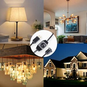 Leymays 2PCS Lamp Dimmer Switch Extension Cord Plug in Dimmer,Rotary Control for 150 Watt Dimmable Lights,Christmas Village Houses Lights Cord,Salt Light,6 ft Cord