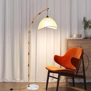 RaGiBow Bamboo Floor lamp mid Century Rattan Retro Floor lamp Bohemian Style LED Tall lamp for Living Room Bedroom Village Farmhouse Decoration Office Standing Floor lamp