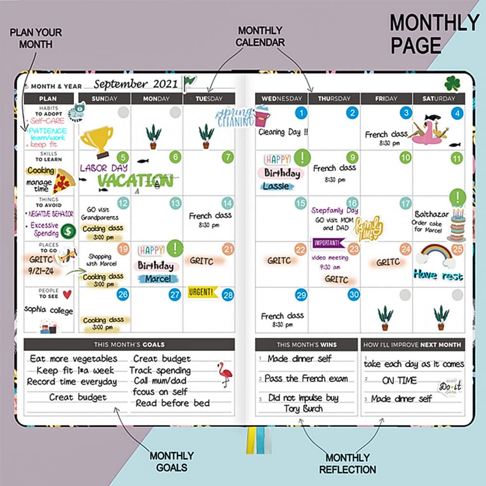 Planner Schedule, Undated Weekly & Daily Life Planner with Time Slots, Time Management Appointment Book Journal for Work & Personal Life (Style 2)