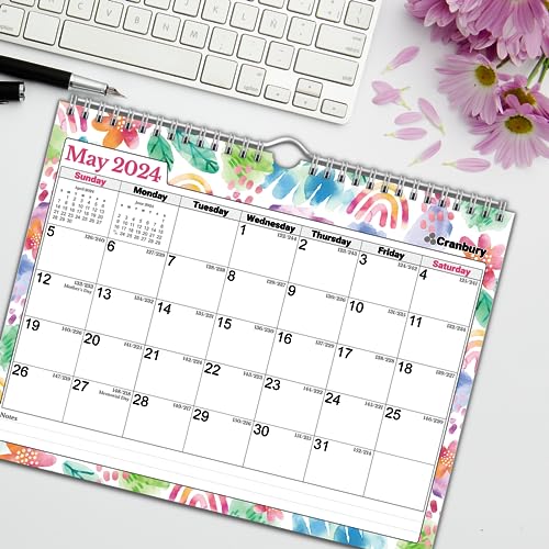 CRANBURY Small Wall Calendar 2024 (8.5x11", Seasons) 2024 Wall Calendar, Desk Calendar or Hanging Monthly Calendar 2024, Colorful Seasonal Designs, Includes Stickers