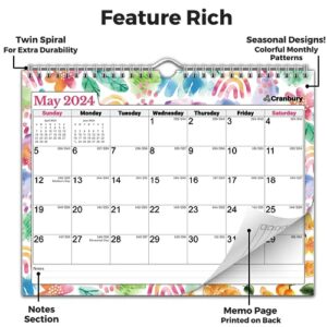 CRANBURY Small Wall Calendar 2024 (8.5x11", Seasons) 2024 Wall Calendar, Desk Calendar or Hanging Monthly Calendar 2024, Colorful Seasonal Designs, Includes Stickers