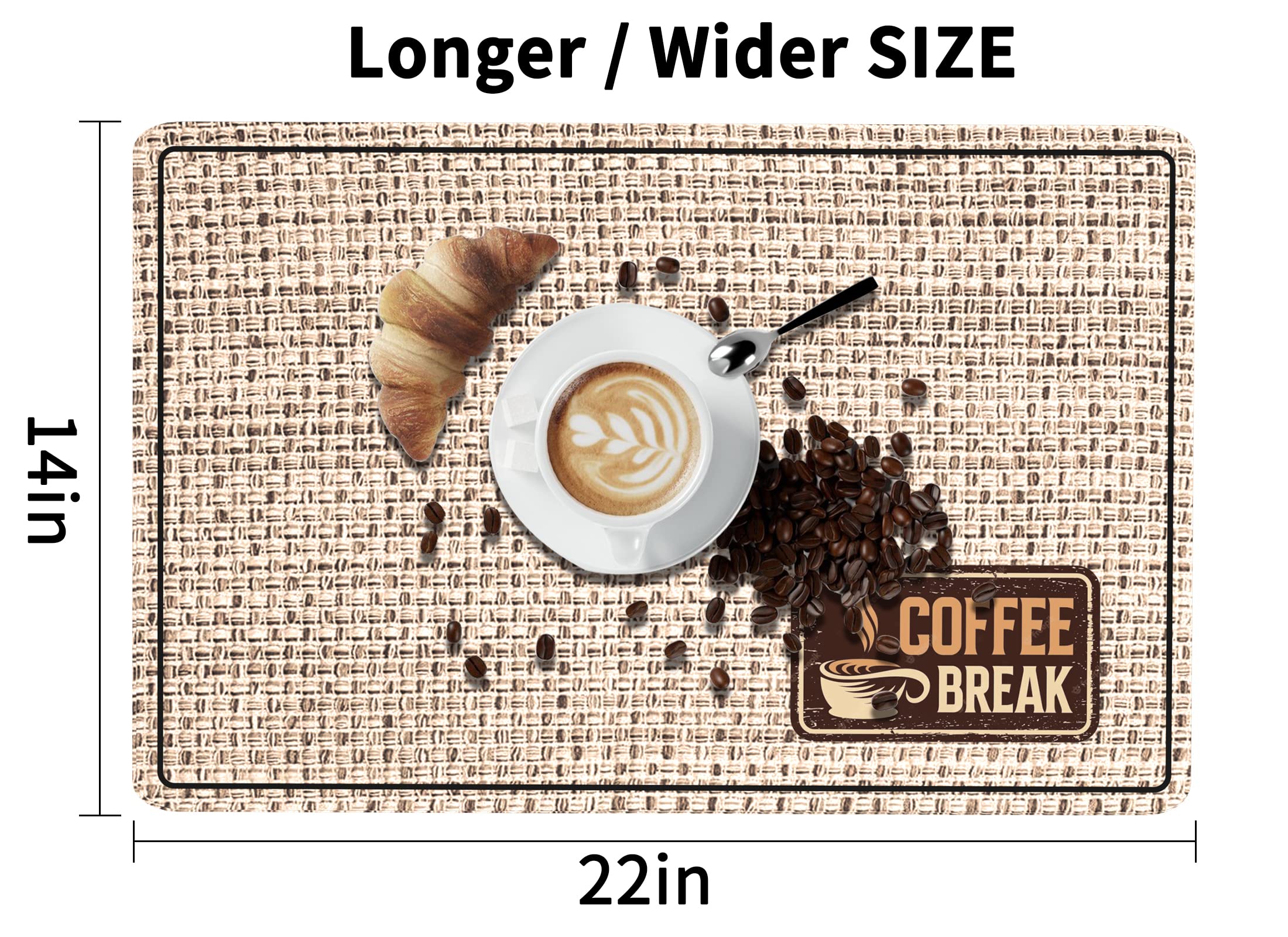 Herda Coffee Machine Mat, 22 * 14in Large Absorbent Coffee Bar Mat Quick Drying | No-Slip | Spill-Proof Coffee Bar Accessories for Espresso Machine Coffee Maker Coffee Pots on Kitchen Countertop