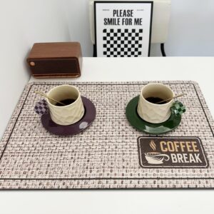 Herda Coffee Machine Mat, 22 * 14in Large Absorbent Coffee Bar Mat Quick Drying | No-Slip | Spill-Proof Coffee Bar Accessories for Espresso Machine Coffee Maker Coffee Pots on Kitchen Countertop