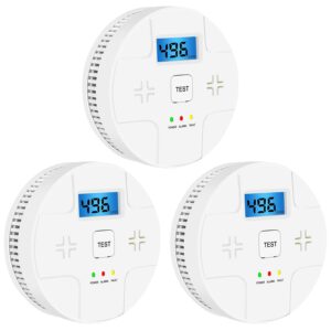 3 pack combination smoke and carbon monoxide detector battery operated, portable smoke and co alarm for home bedroom travel, white,(standalone model)