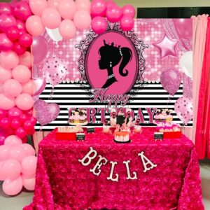 Princess Birthday Backdrop 7x5FT Pink Princess Theme Photography Backdrop for Girls Birthday Party Decorations Photo Props for Girl Party Favor (84x60 inch)