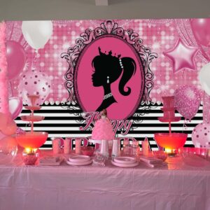 Princess Birthday Backdrop 7x5FT Pink Princess Theme Photography Backdrop for Girls Birthday Party Decorations Photo Props for Girl Party Favor (84x60 inch)