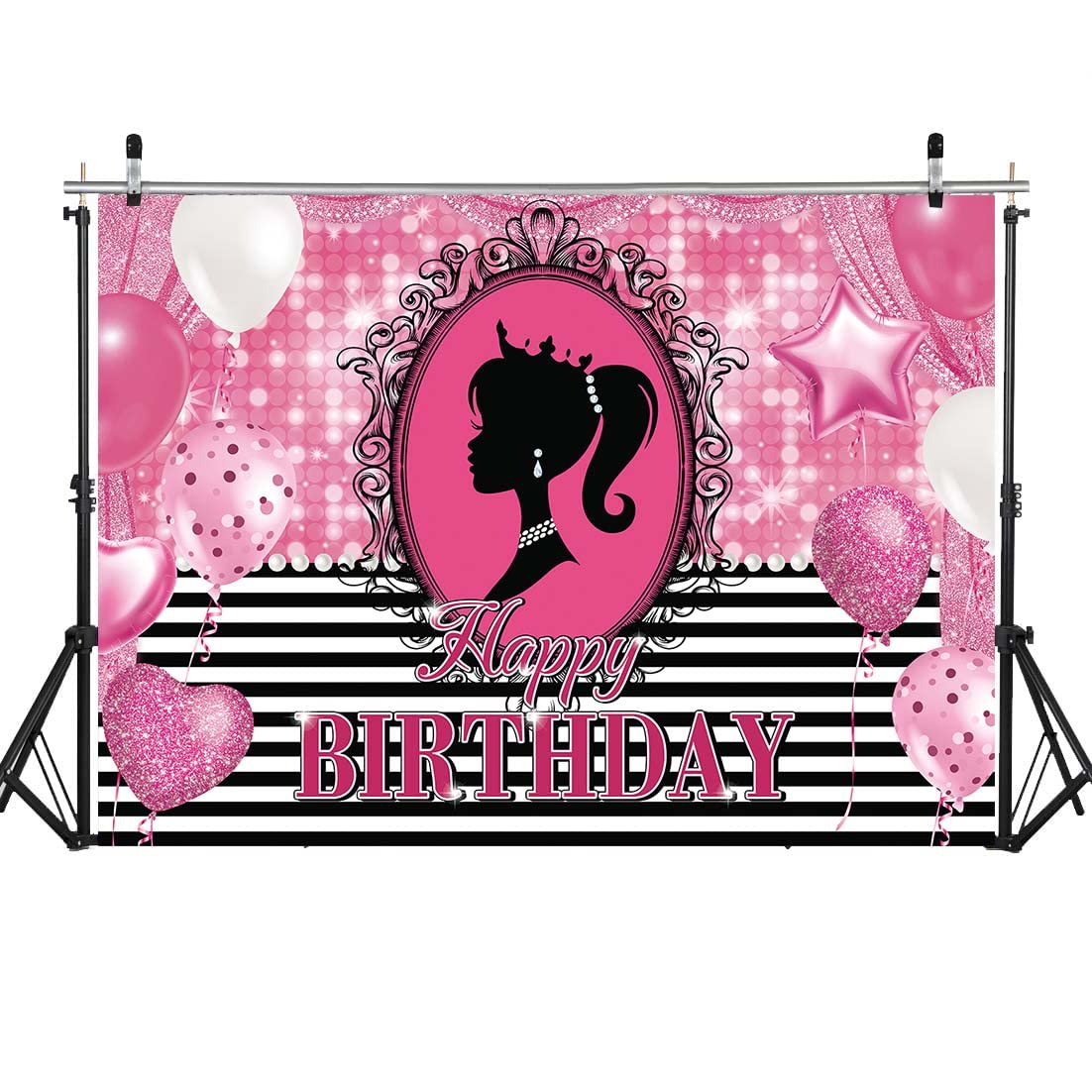 Princess Birthday Backdrop 7x5FT Pink Princess Theme Photography Backdrop for Girls Birthday Party Decorations Photo Props for Girl Party Favor (84x60 inch)