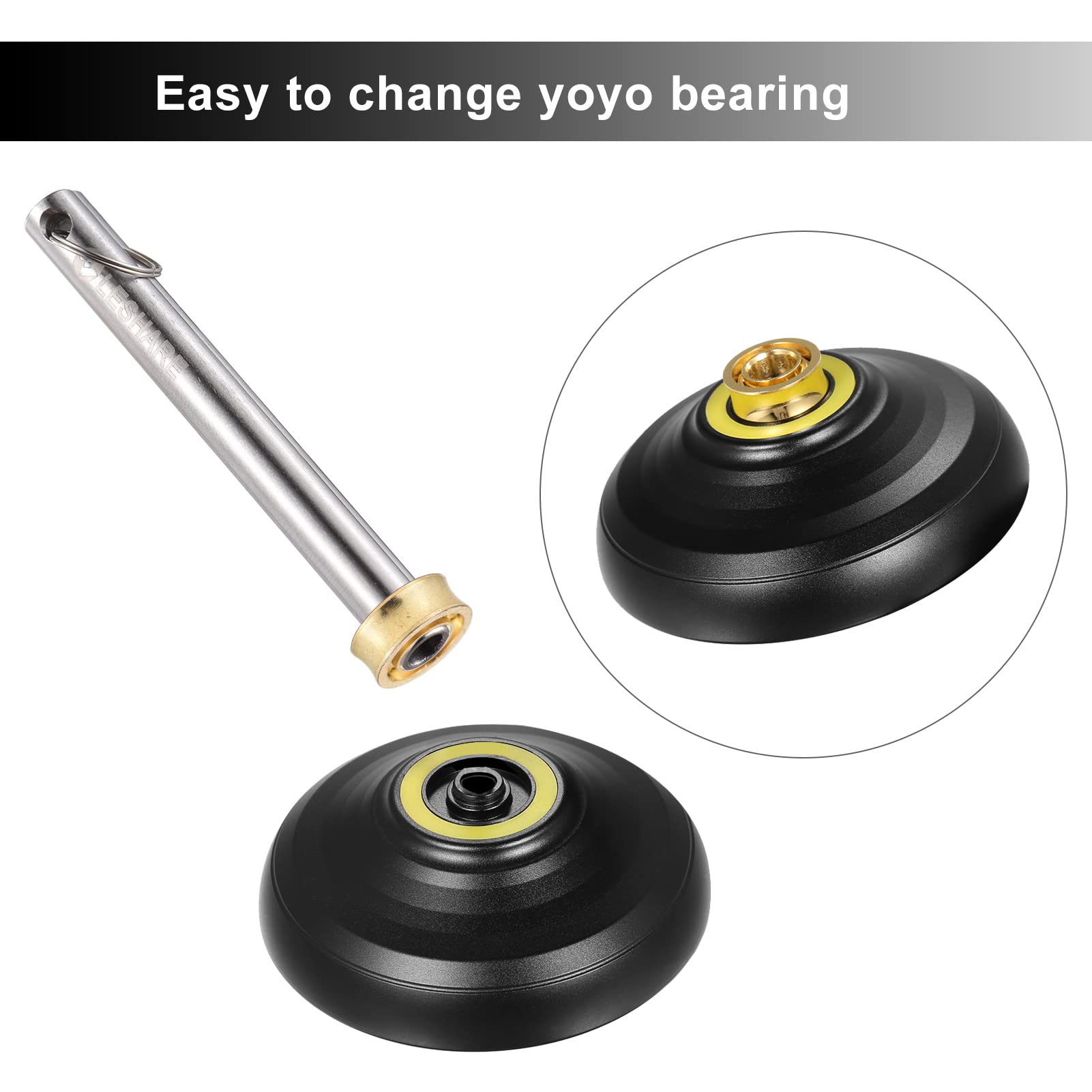 Lixada Yoyo Replacement Bearing Set , 4PCS 10 Ball Unresponsive Yoyo Bearings + 2PCS 8 Ball Responsive Yoyo Bearings with Axles Yoyo Strings and Bearing Remover Tool Complete Yoyo Bearing Pack