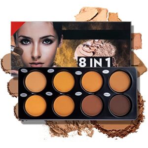 beteligir 8 color powder contour palette, matte contouring makeup kit, cosmetics contour and highlighting powder foundation palette, contour & bronzer, light to medium, vegan & cruelty-free (01)