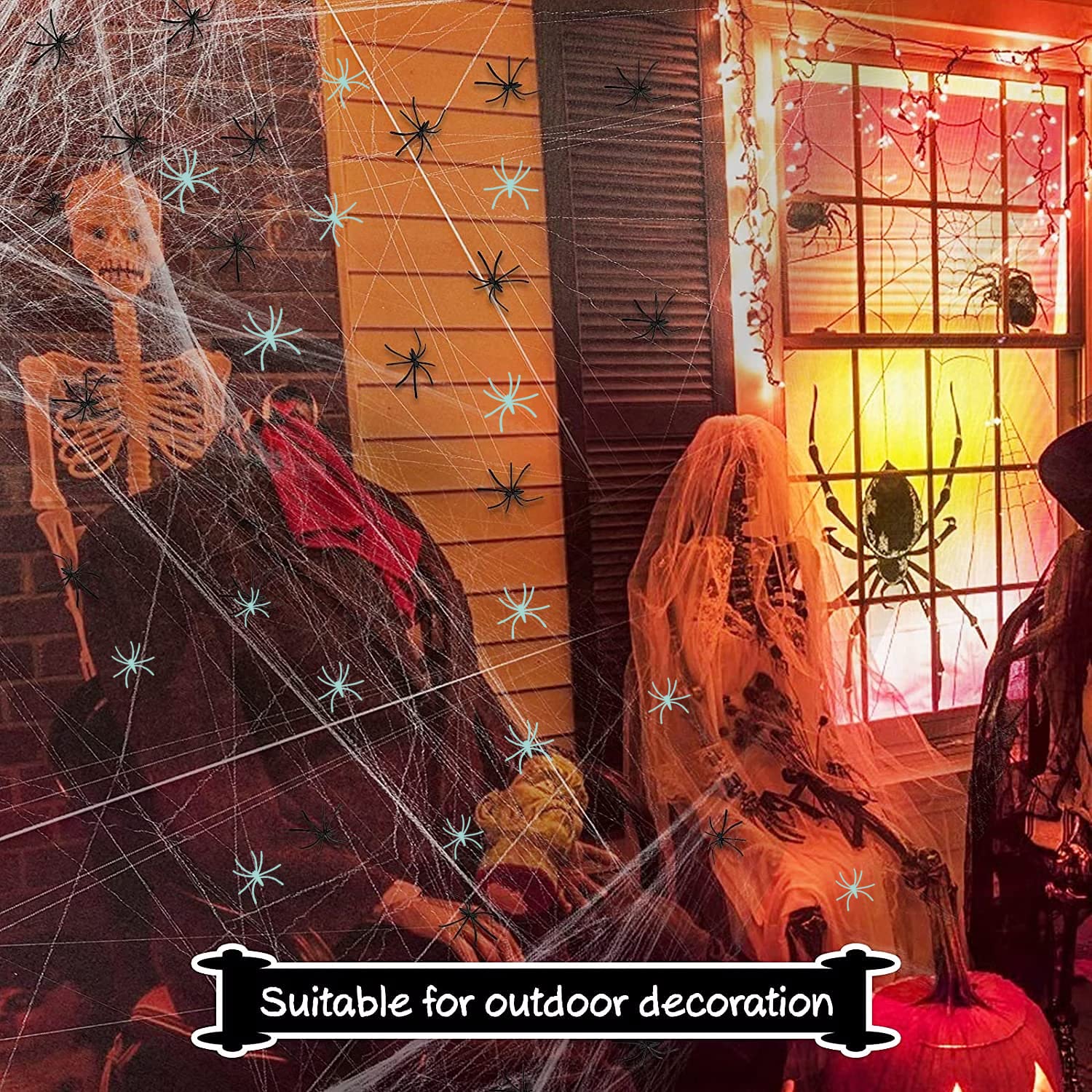 300 Sqft Halloween Spider Web Decorations, with 10 Glow in the Dark+10 Black Fake Scary Spiders, Super Stretch Cobwebs Creepy Halloween Indoor Outdoor Office Party Supplies (300 Sqft Web+20 Spider)