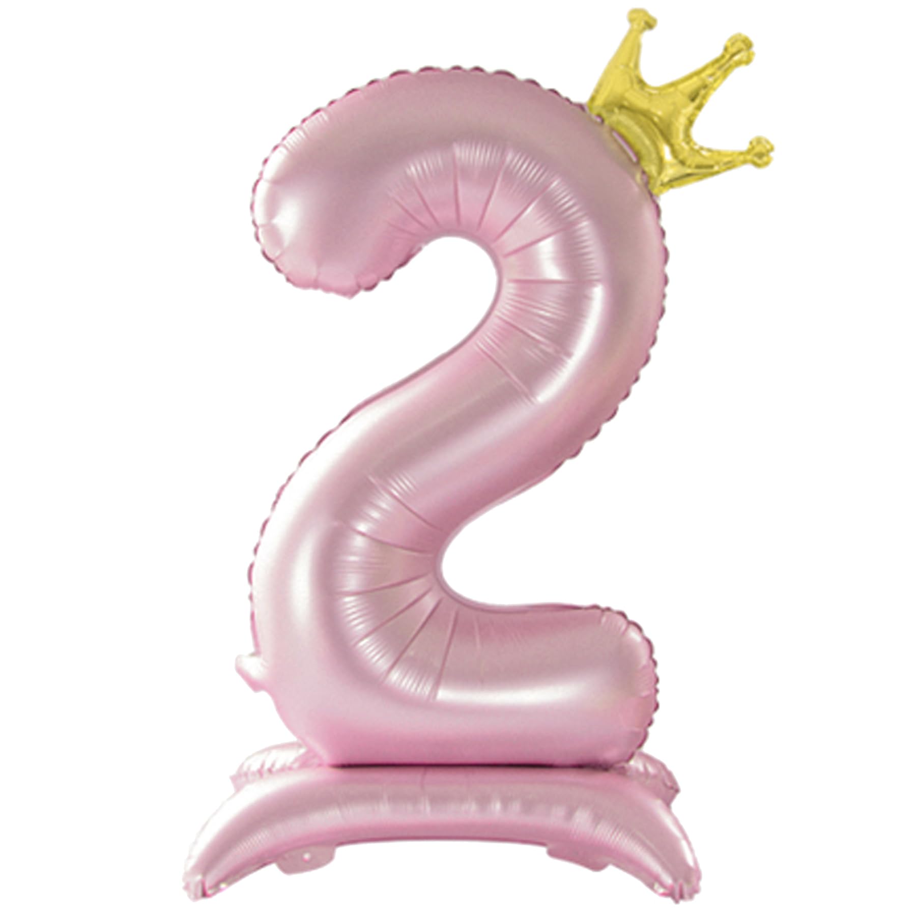 Tellpet Crown Pink Number 2 Balloon with Base For Girls 2nd Birthday Party Decoration