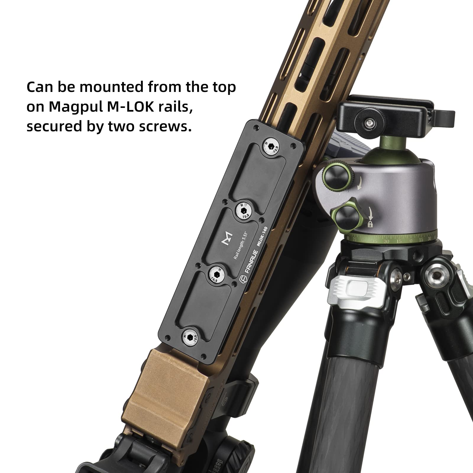 FANAUE MLok Arca Rail Tripod Mount Adapter Compatiable Arca-Swiss/RRS Dovetail Tripod Ballhead Quick Release Plate(M LOK-140)