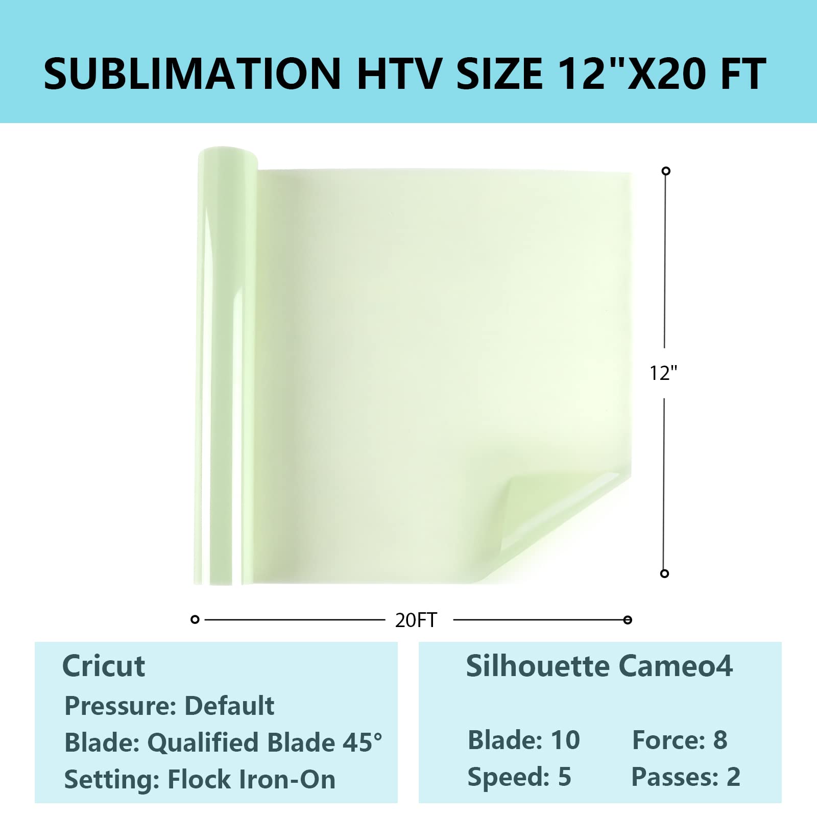 HTVRONT Sublimation Vinyl for Dark/Light Fabric - 12" X 20FT Sublimation HTV Glossy - Sublimation Blanks for Sublimation Shirts/Bag/Hat/Pillow