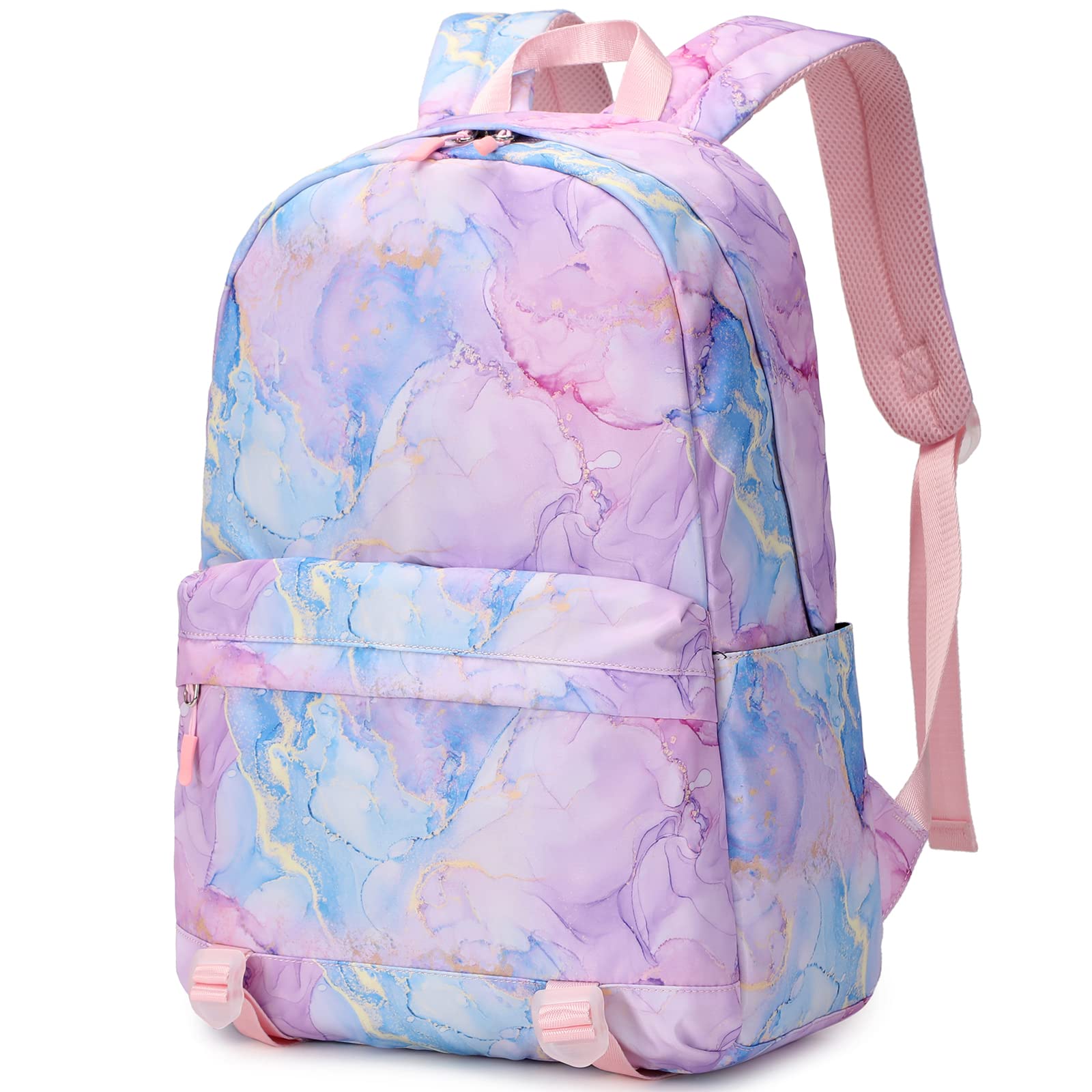 Joyfulife School Backpack for Girls Kids Backpack with Lunch Box Lightweight Marble Preschool Elementary Primary BookBags Set