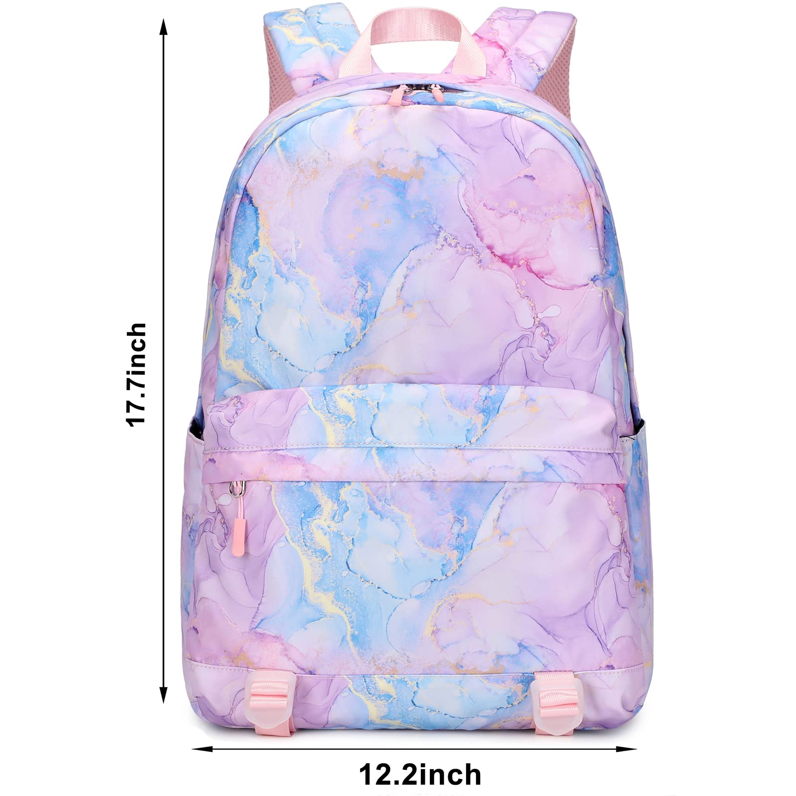 Joyfulife School Backpack for Girls Kids Backpack with Lunch Box Lightweight Marble Preschool Elementary Primary BookBags Set