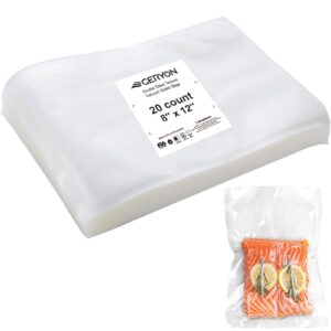 geryon vacuum sealer bags for food, suitable for all type vacuum sealer machine, great for sous vide vac sealer precut bags 20 pcs quart size 8"x12"