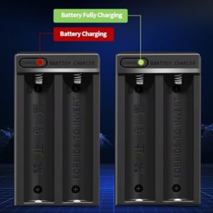 2 Pack Batter￵y, 18650 Battery Charger,2 Bay Universal Charger Tool for Rechargeable 3.7V Li-ion Batteries