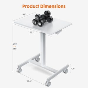 Sweetcrispy Small Mobile Rolling Standing Desk - Overbed Table, Teacher Podium with Wheels, Adjustable Work Table, Rolling Desk Laptop Computer Cart for Home, Office, Classroom